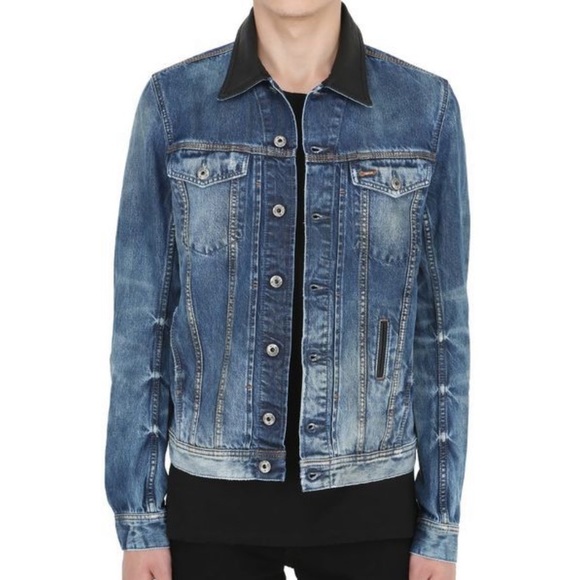 Diesel | Jackets & Coats | Mens Diesel Denim Jacket W Leather Collar | Poshmark